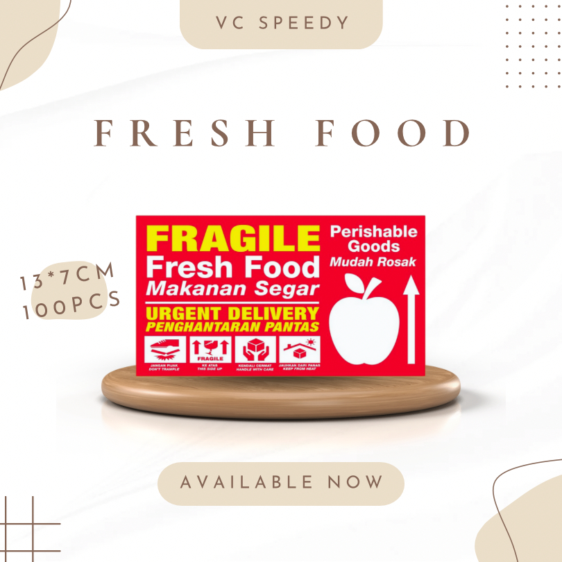 Fragile Sticker Label Live Fish Live Plant Fresh Food Frozen Food 13cm ...