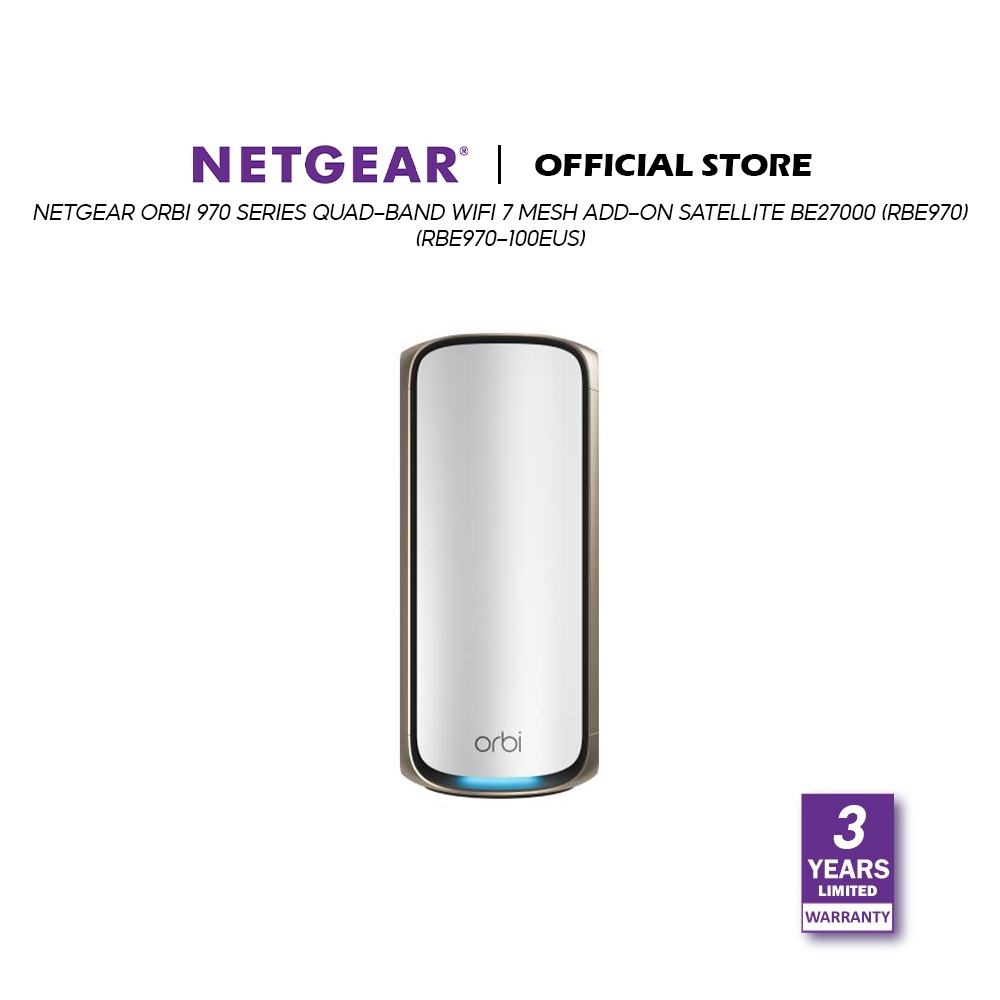 Netgear Orbi 970 Series Quad-Band WiFi 7 Mesh Add-on Satellite BE27000 ...