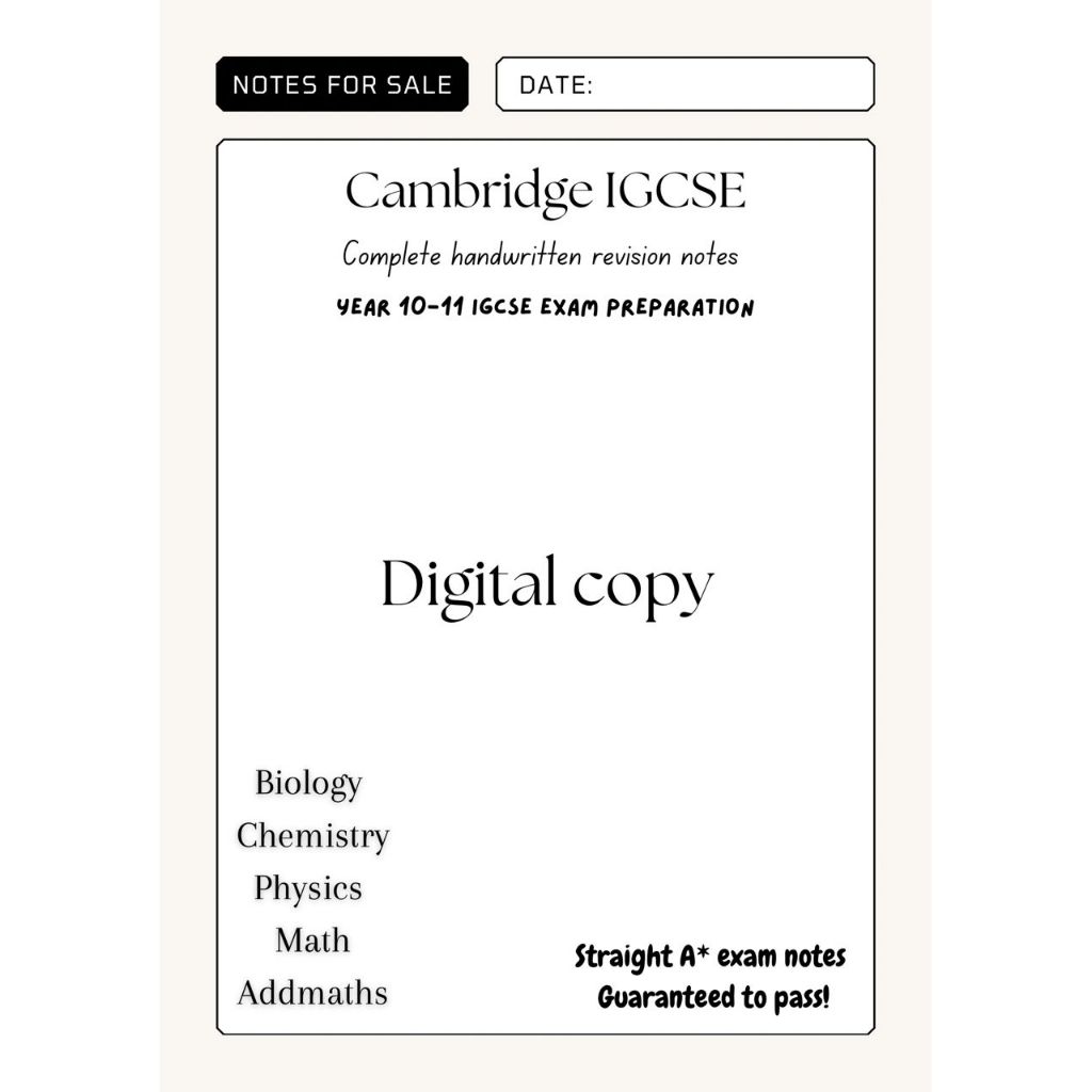Cambridge IGCSE Handwritten Notes A* | Shopee Malaysia