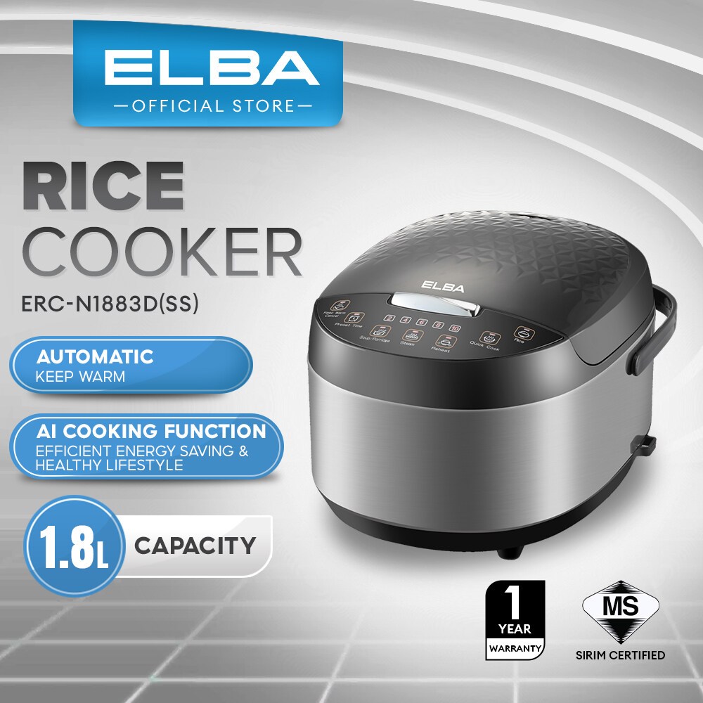 ELBA Microcomputer AI 1.8L Rice Cooker ERC-N1883D(SS) Stainless Steel ...