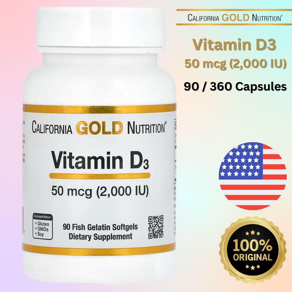 California Gold Nutrition, Vitamin D3, 50 mcg (2,000 IU), 90 / 360 Fish ...