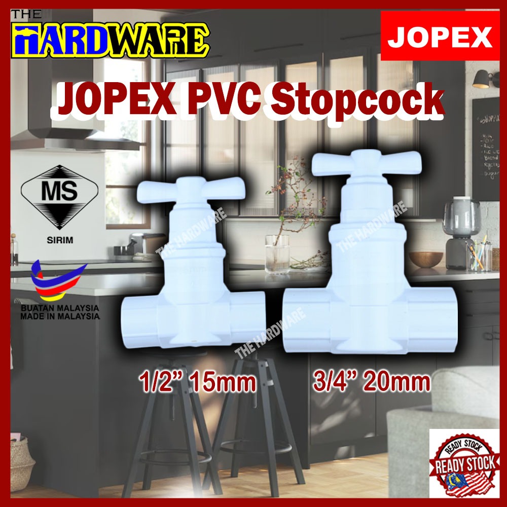 JOPEX PVC Stopcock Socket Type Non-Threaded with Tee Handle-1/2"(15mm ...