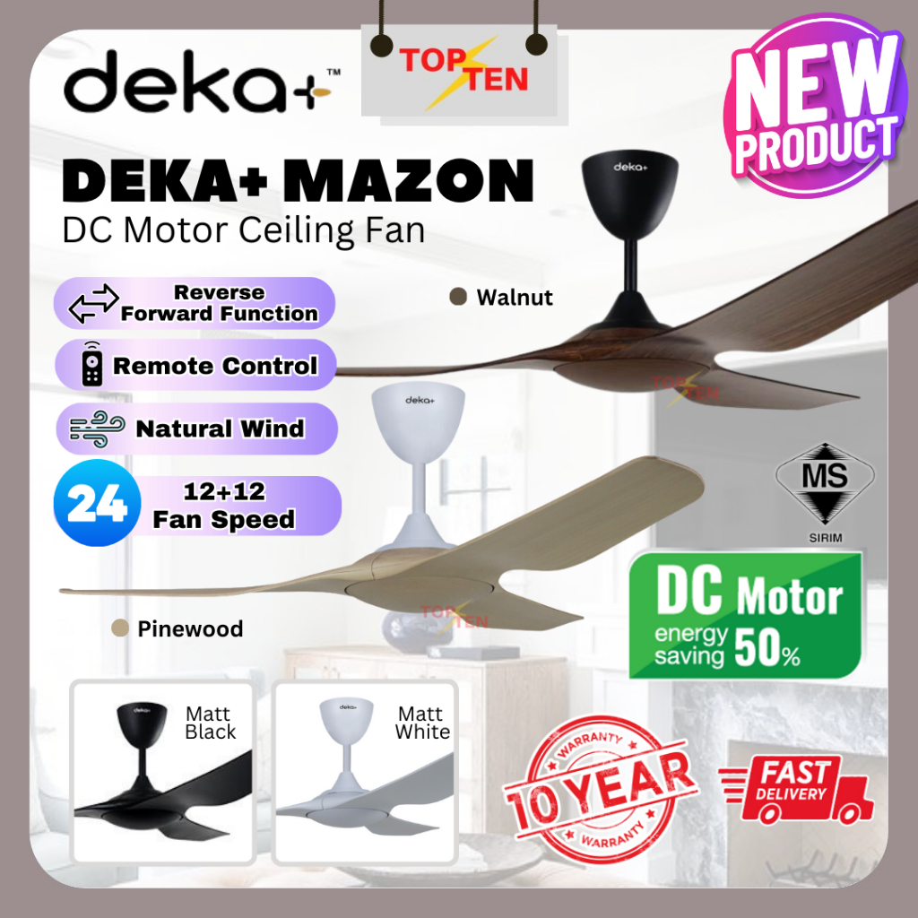 2024 New Deka+ Mazon 46" 56" Ceiling Fan DC Motor 12 Speed Remote ...