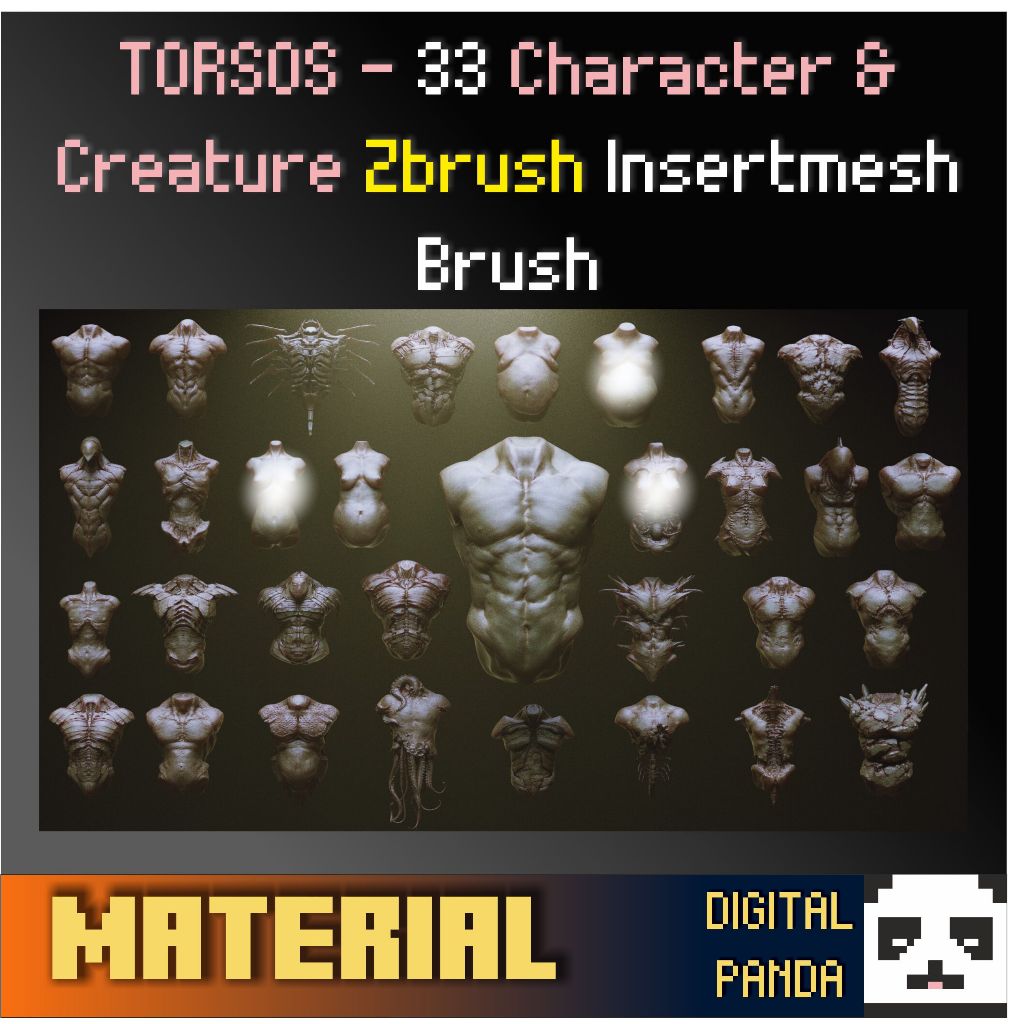 [ MATERIAL ] TORSOS - 33 Character & Creature Zbrush Insertmesh Brush ...