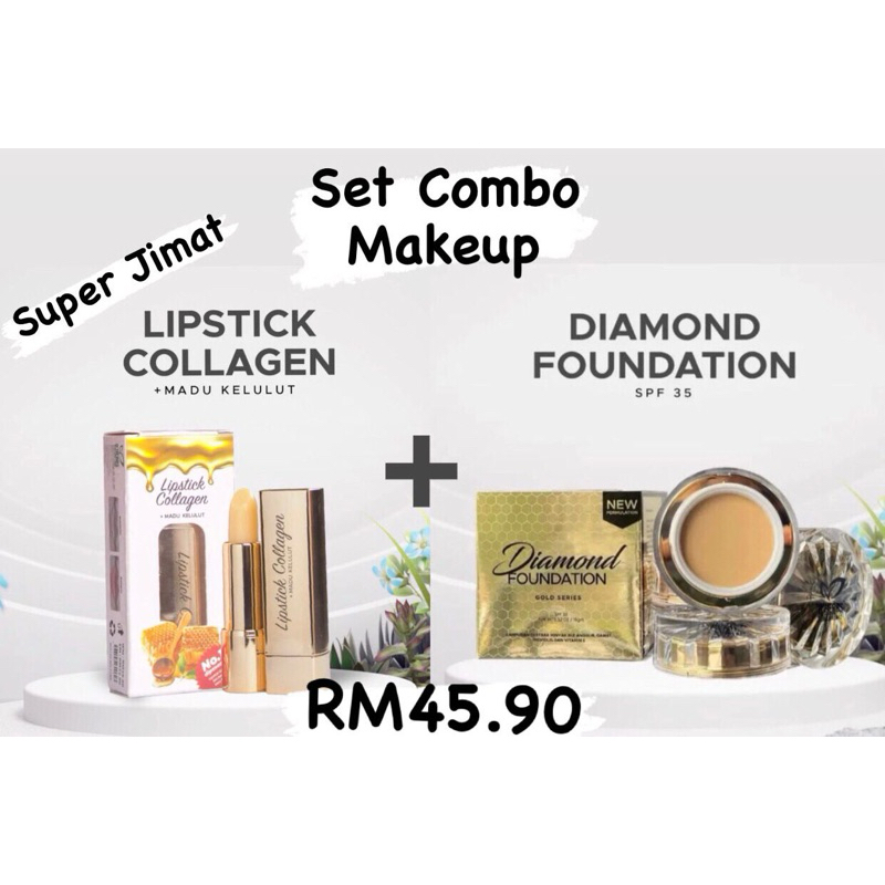 DHERBS- Set Combo Makeup (Lipstick Collogen + Diamond Foundation ...