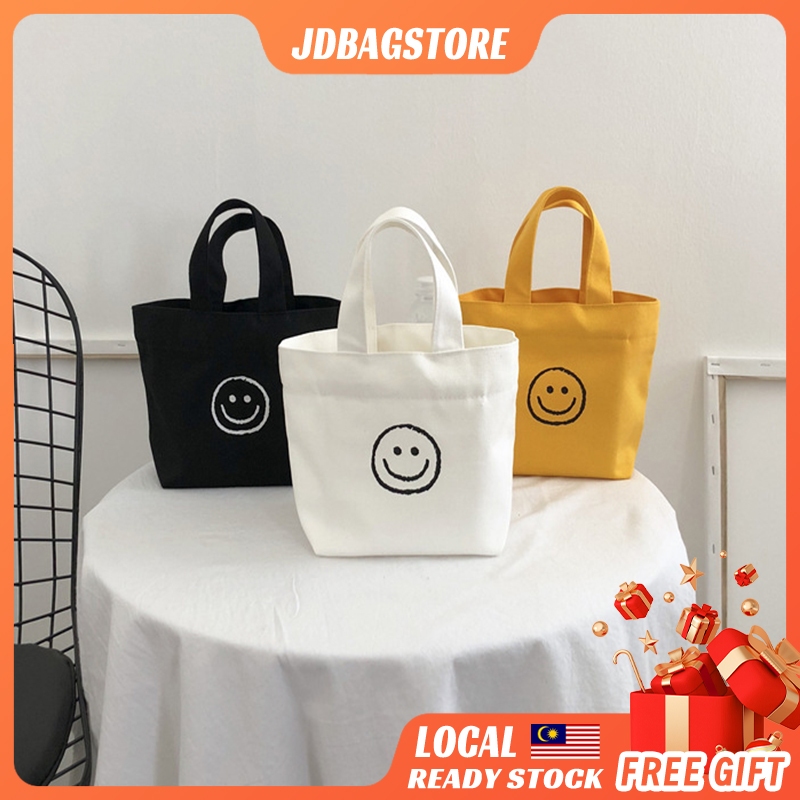 Mini Canvas tote Bag Smile Cute Korean Style Beg Small Hand Bag ...