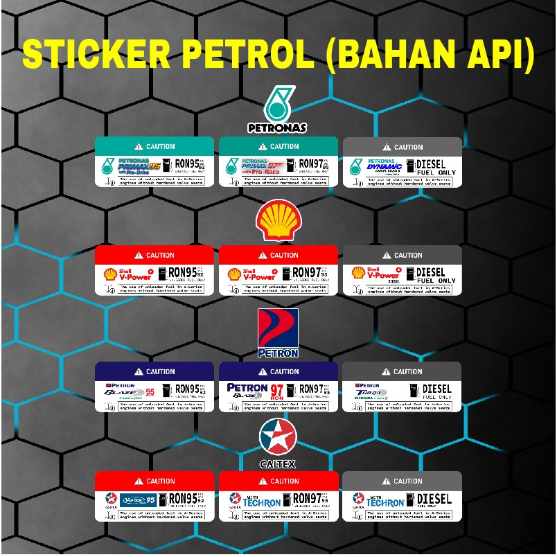 PETROL FUEL STICKER PETROL STICKER MINYAK AMARAN AWAS RON 95 RON 97 ...