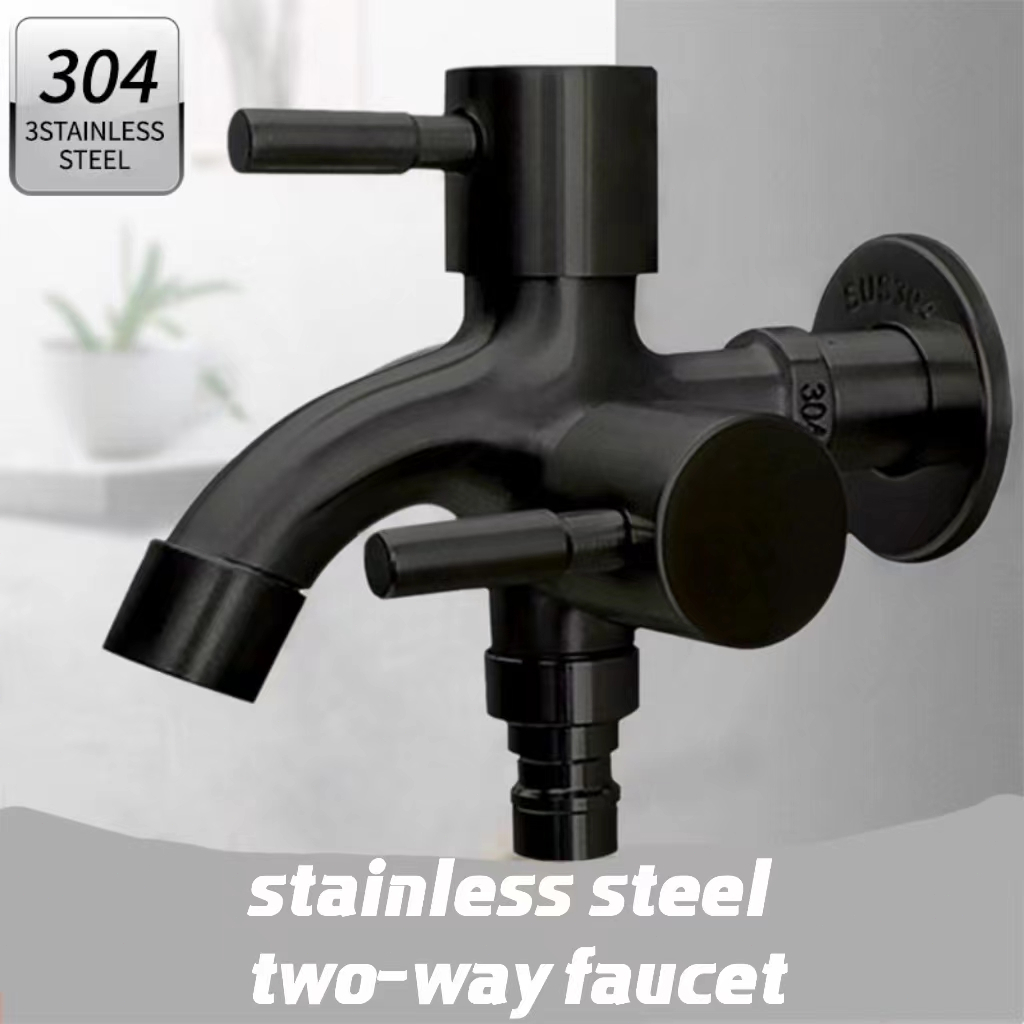 2 Way Faucet valve Bathroom Kitchen Wall Mounted Stainless Steel Faucet ...