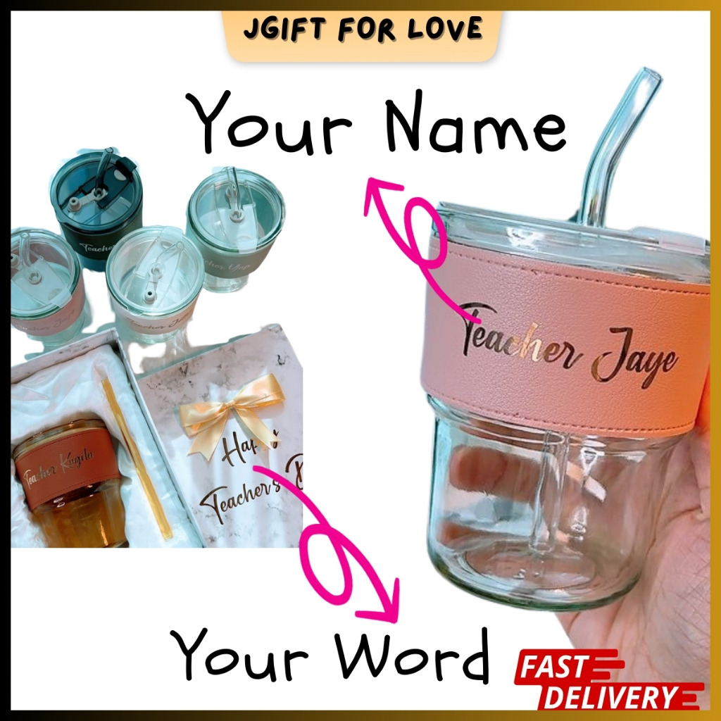 [Fast] Teacher day Glass mug tahan panas sejuk custom nama giftbox ...