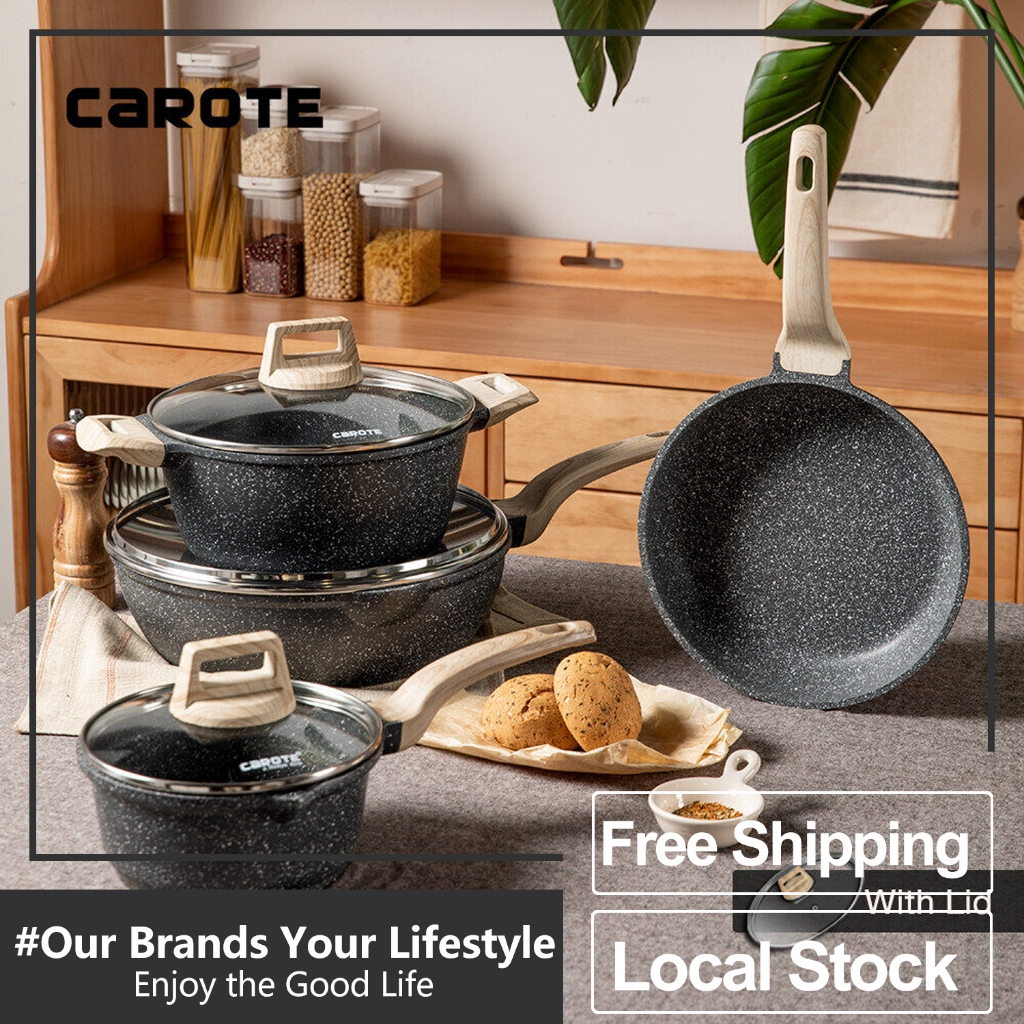 CAROTE Same Style Non Stick 7pcs Cookware Set Kuali Batu Granite ...