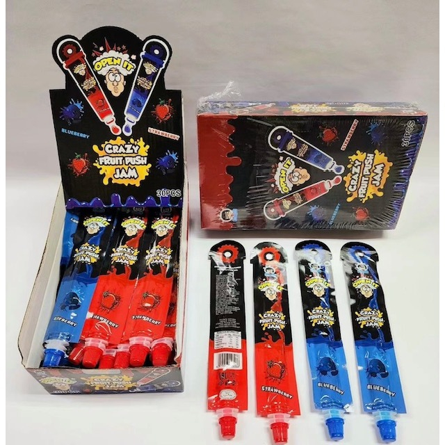 30Pcs Crazy Fruit Push Jam Blueberry / Strawberry Flavor (± 20G x 30Pcs ...
