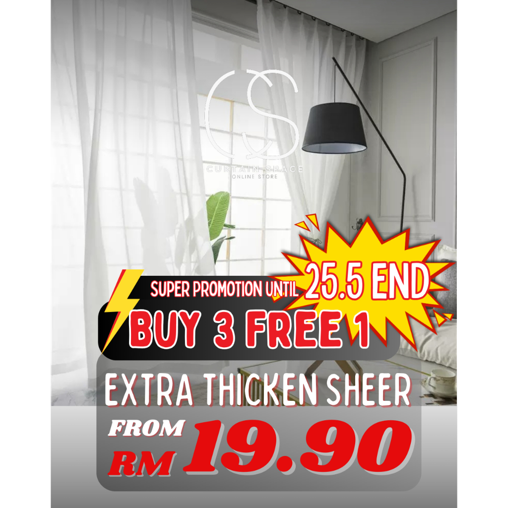 S1 Premium Sheer Extra Thicken Sheer Soft lace / Langsir Putih / Day ...