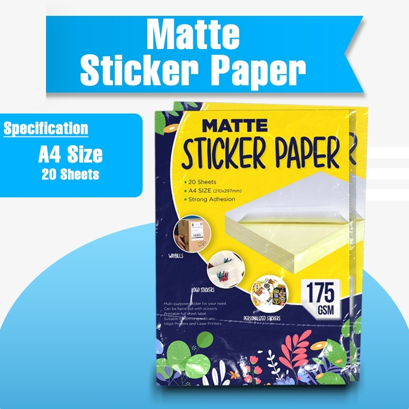 Matte Label Sticker Paper A4 175GSM 20PCS Label Inkjet / Laser Printing ...