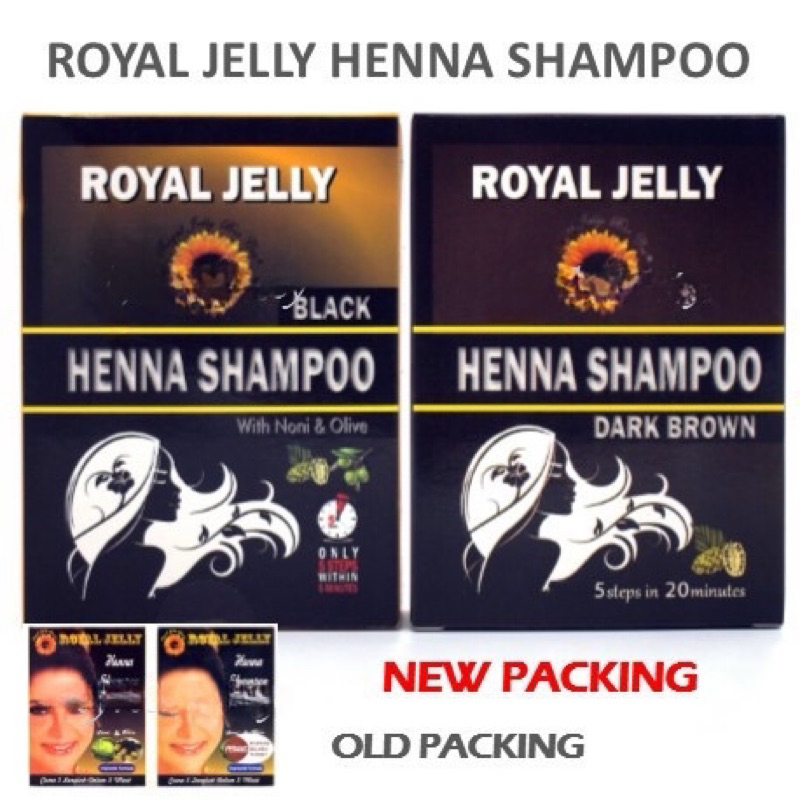 ROYAL JELLY HENNA SHAMPOO HITAM / PERANG SHAMPOO RAMBUT INAI 3PCS PER ...