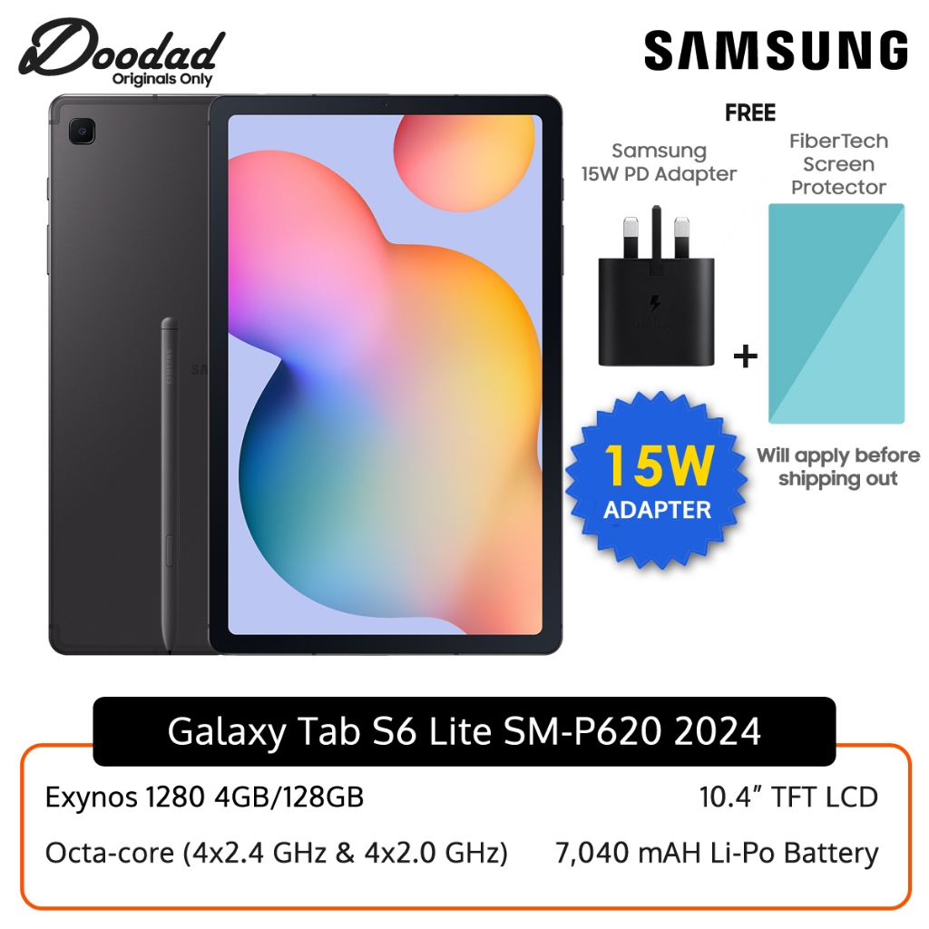 Samsung Galaxy Tab S6 Lite Tablet Wifi 2024 SM-P620 4GB+128GB With 15W Adapter & Screen ...