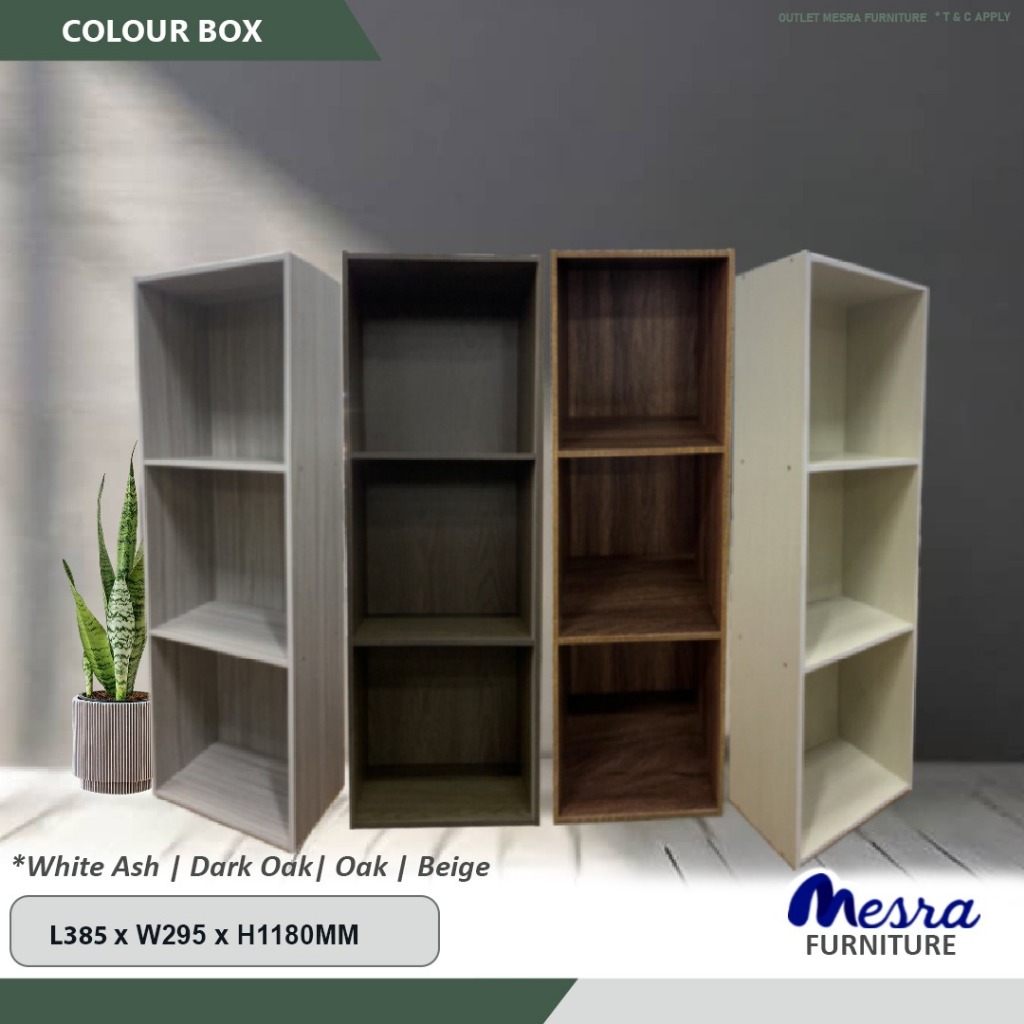 MESRA-3 Tier Bookshelf /DIY Utility Shelf/Multipurpose Shelf/Rak Buku 3 ...