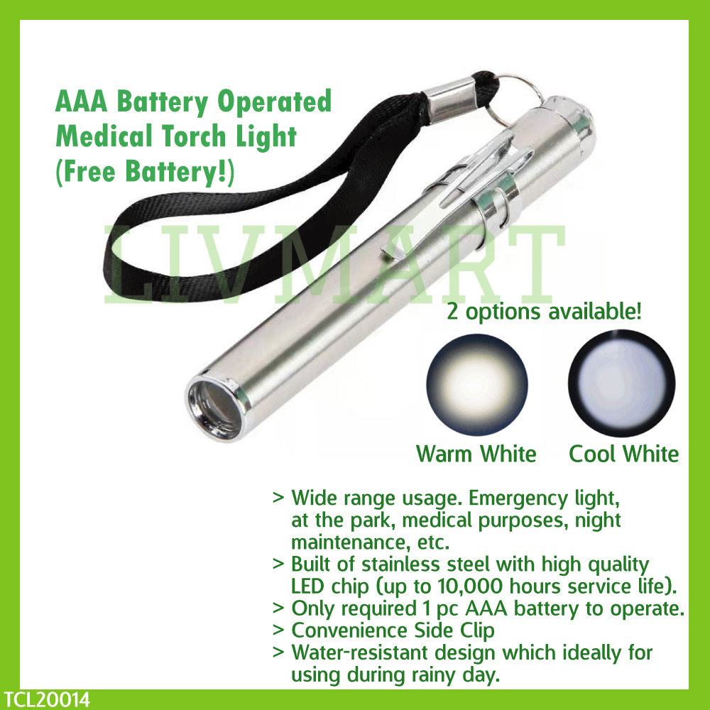 AAA (1pc) Cool White Pen Torch Light Pen LED Battery-Operated Stainless ...