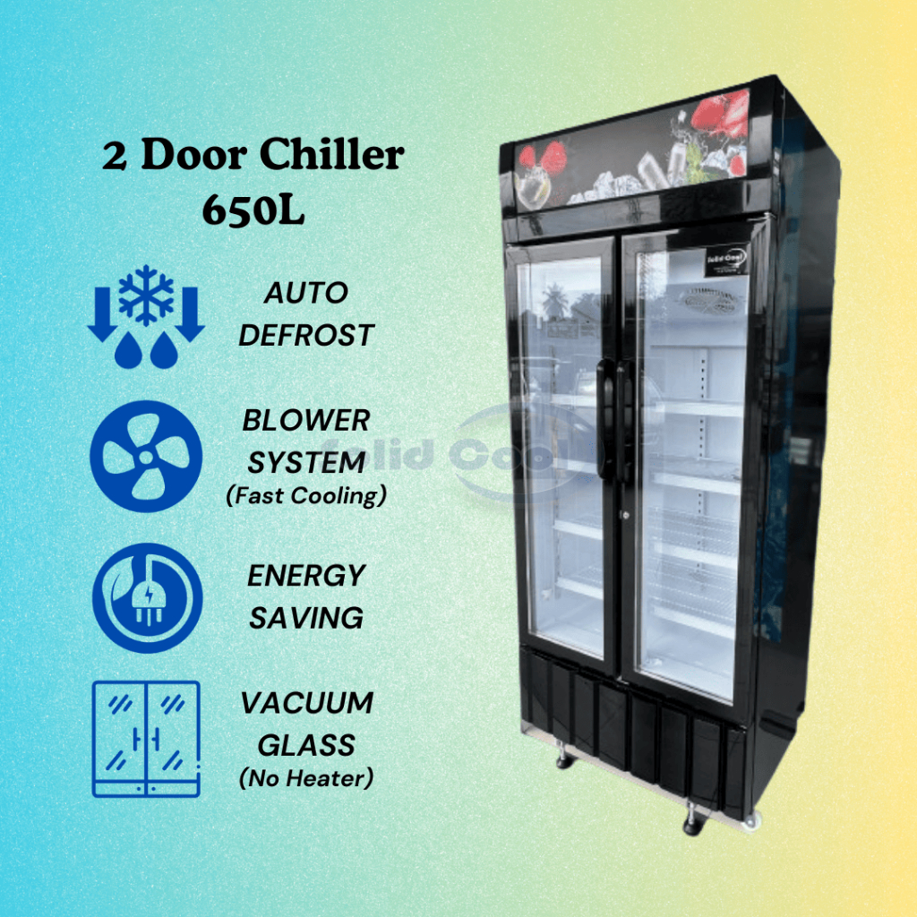 [ SOLID COOL ] 2 DOOR CHILLER 650L NON-HEATER GLASS BUAH SAYUR MINUMAN ...