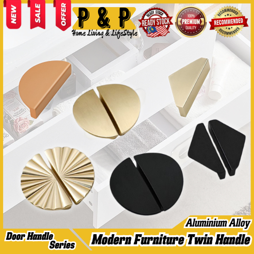 Modern Cabinet Handles Door Pull Gold Black Style Half Round Drawer ...