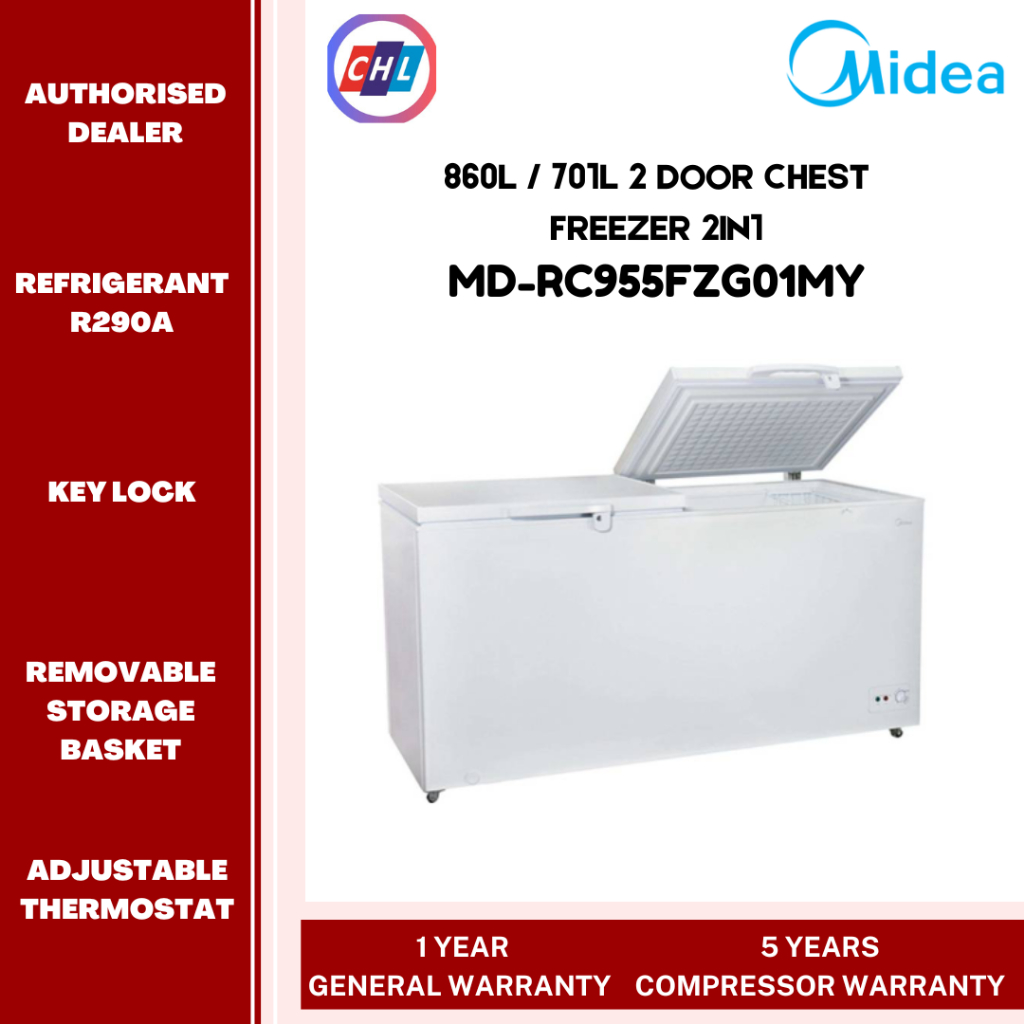 MIDEA 2 DOOR CHEST FREEZER 2 IN 1 [GROSS 860L / NET 701L] MD ...