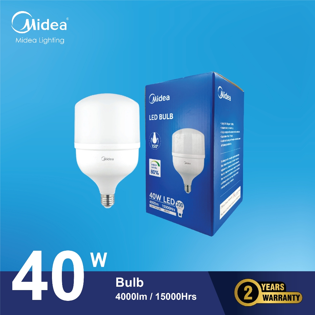 Midea Lighting T120 High-Power Bulb E27 White 6500K Daylight (40W) | Shopee Malaysia