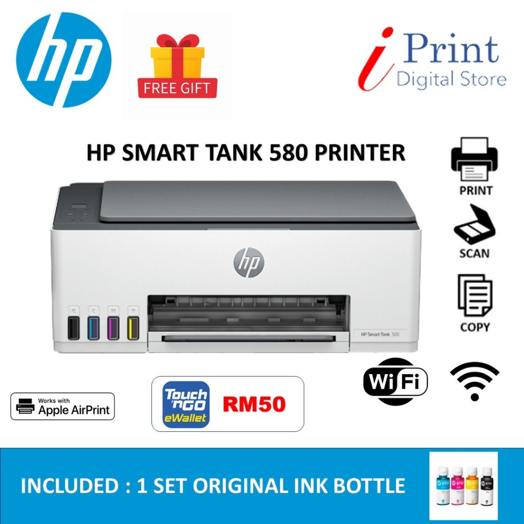 HP 580 / HP 520 PRINTER Smart Tank 520/580 All-in-One Printer LIKE ...