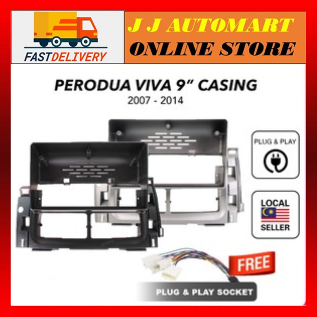 Perodua Viva 2007 to 2014 9 inch car android player casing with socket ...
