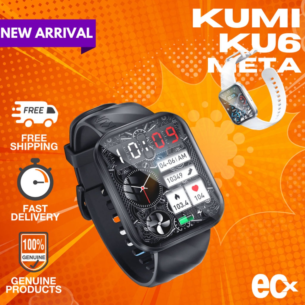 Kumi KU6 Meta Smartwatch Heartrate Monitor Bluetooth Call Voice Assistant | Shopee Malaysia