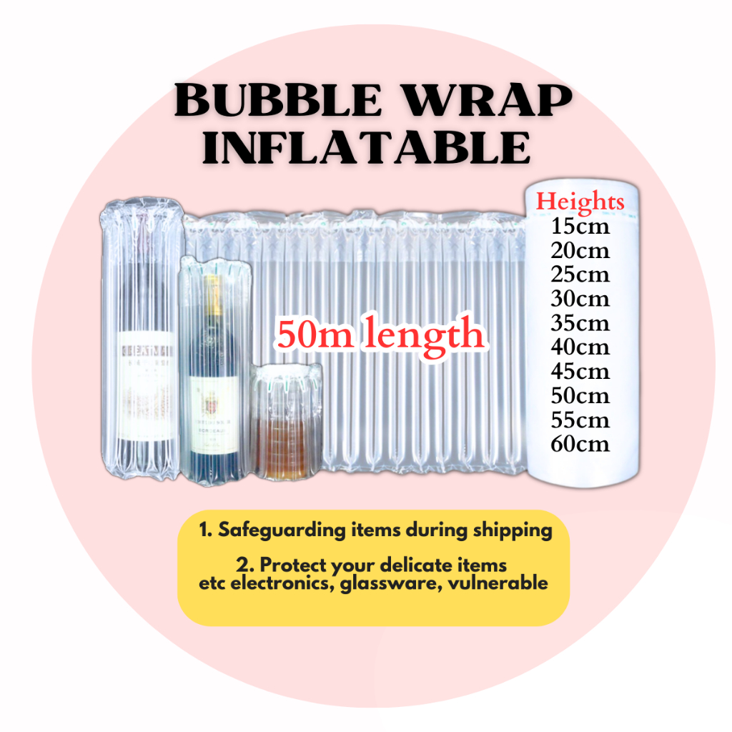 50M Inflatable Protective Air Bubble Wrap , Air Bubble Air Column Tube ...