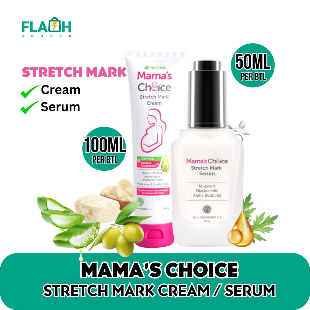Mama's Choice Stretch Mark Lotion Cream (100ml) & Serum (50ml) Halal ...
