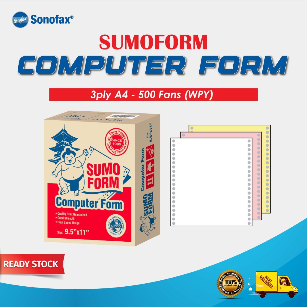 SUMO FORM Computer Form - 3 Ply A4 (9.5" X 11") / 500 Fans / White ...