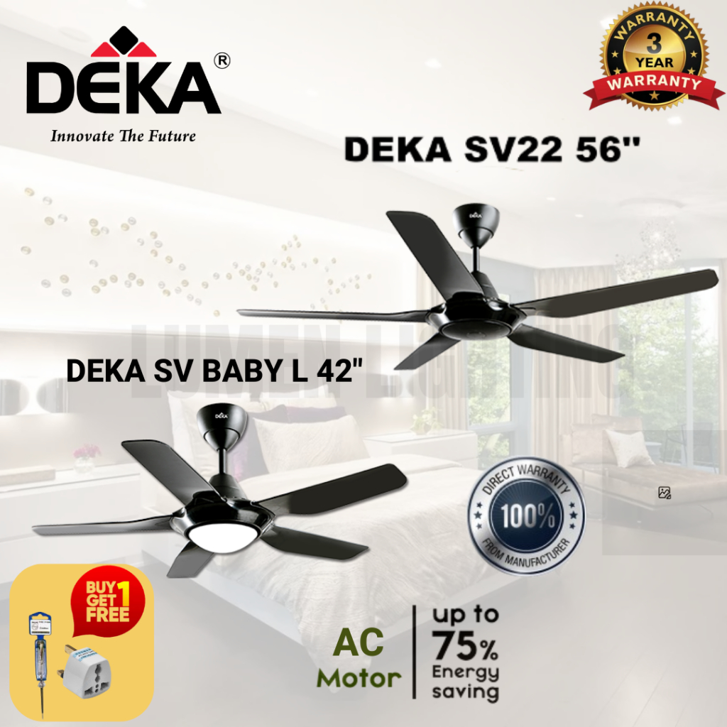 DEKA Ceiling Fan SV22 / SV Baby L Ceiling Fan 5 Blades Remote Control ...