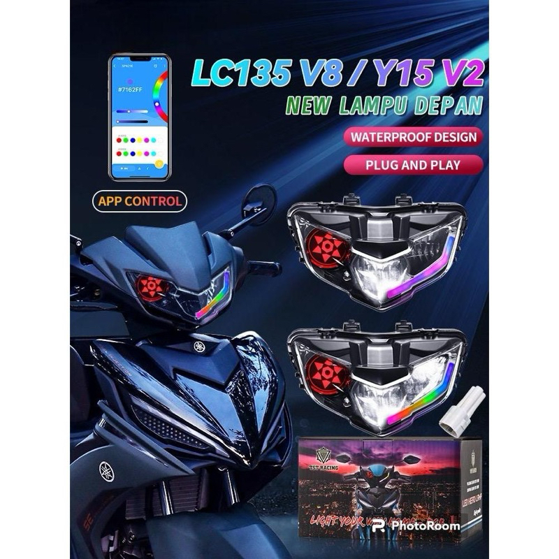 Y15ZR V2 LC135 V8 Lampu Depan LED Headlamp 135LC V8 FI Y15 Naruto Single Devil Eyes Head Light ...