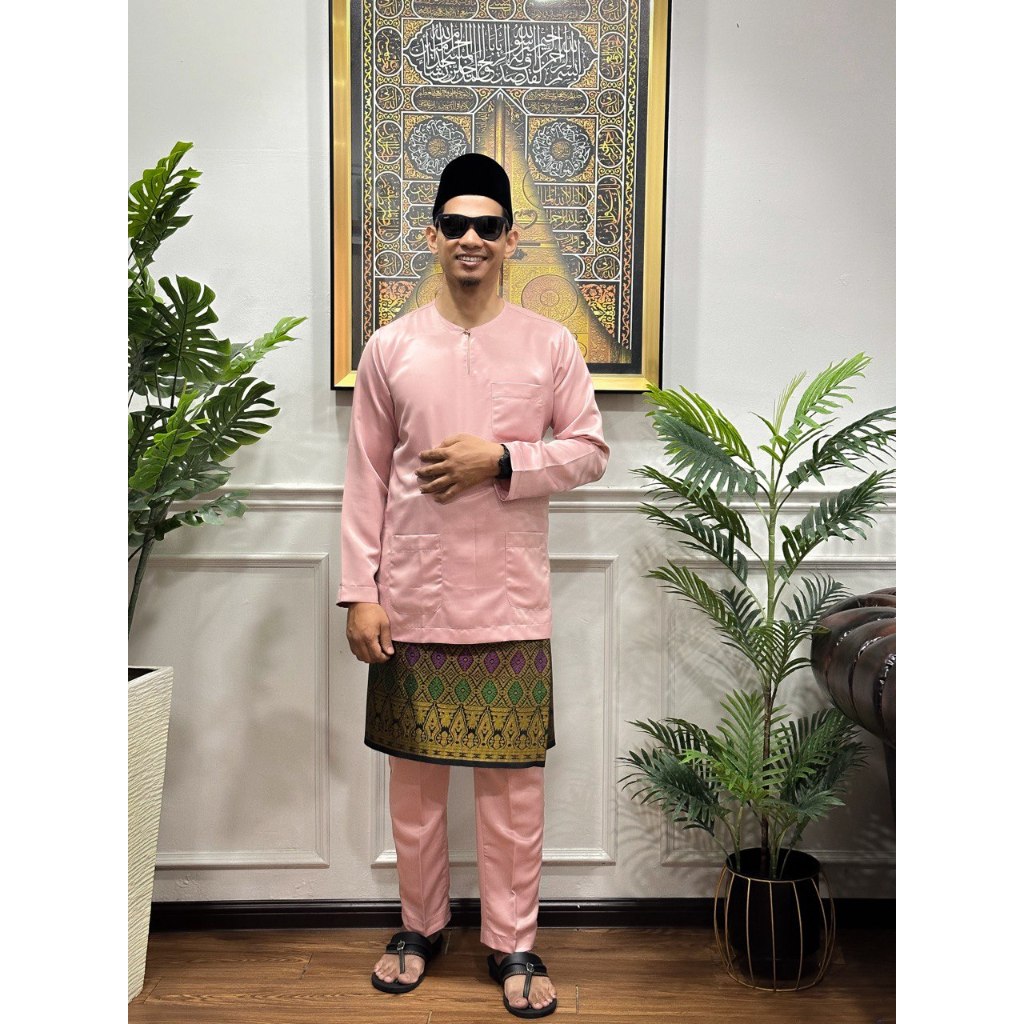 BAJU MELAYU JOHOR SLIMFIT SOFT PINK NP5 BAJU MELAYU LEHER BULAT BAJU ...