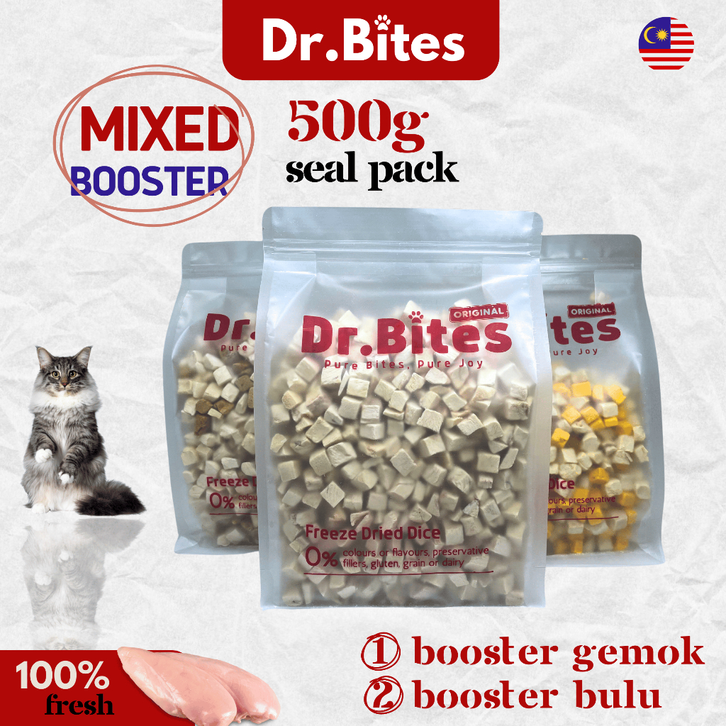 Dr. Bites Mixed Booster Freeze Dried Campuran [500g] Tester Cat Dog ...