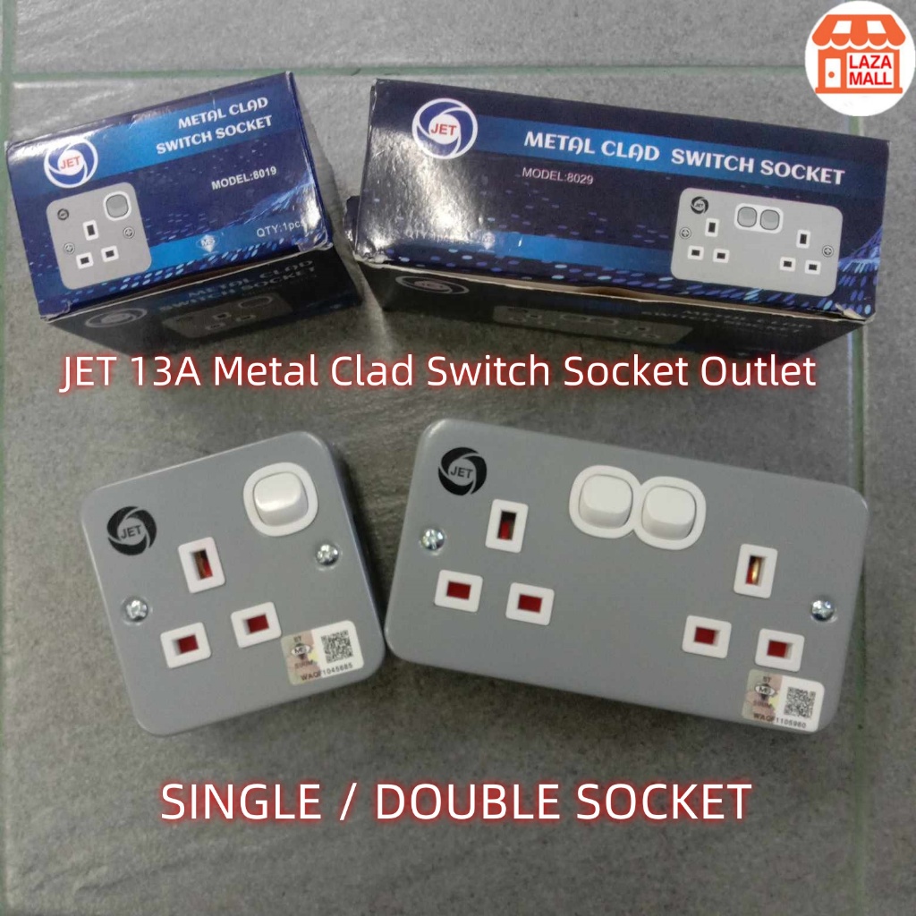 (Single/Double)JET 13A Metal Clad Switch Socket Outlet/JET8019/13AMP ...