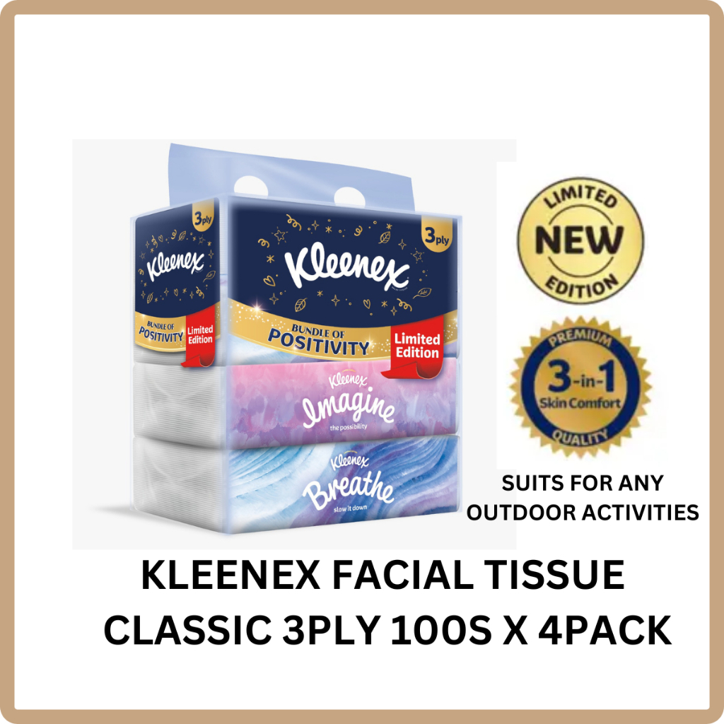 Kleenex Facial Tissue Soft Box 4pack x 100sheets 3ply Limited Edition ...
