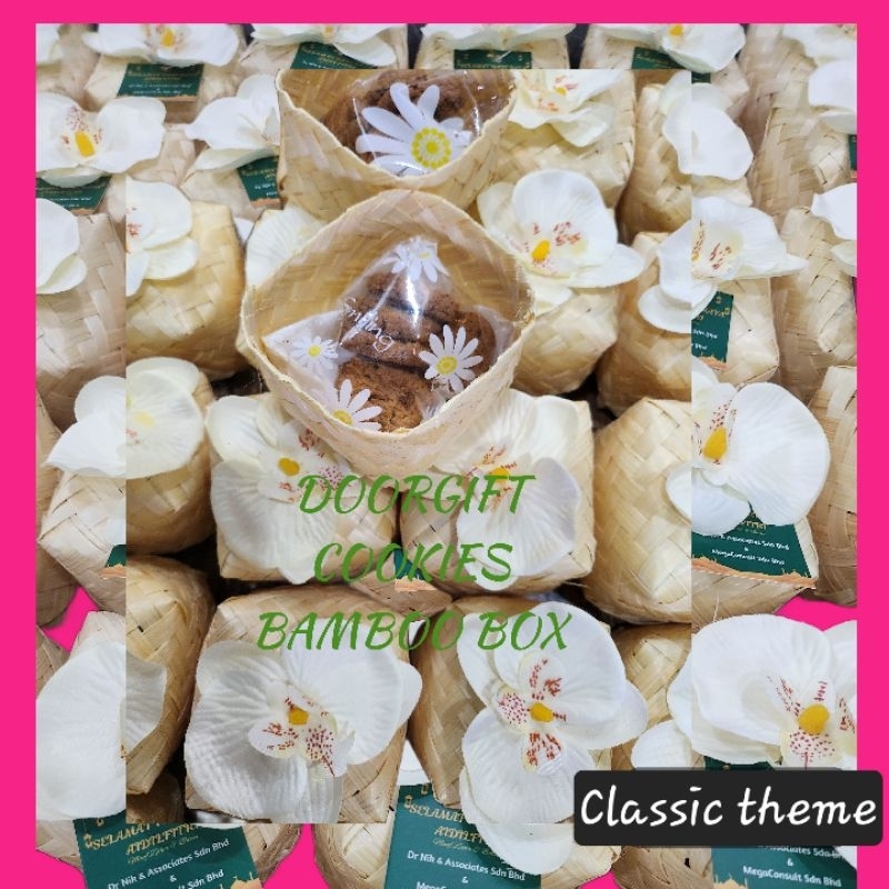 DOORGIFT COOKIES CHOCHIP BANGKIT KLASIK BAMBOO BOX TRADISIONAL DECO ...