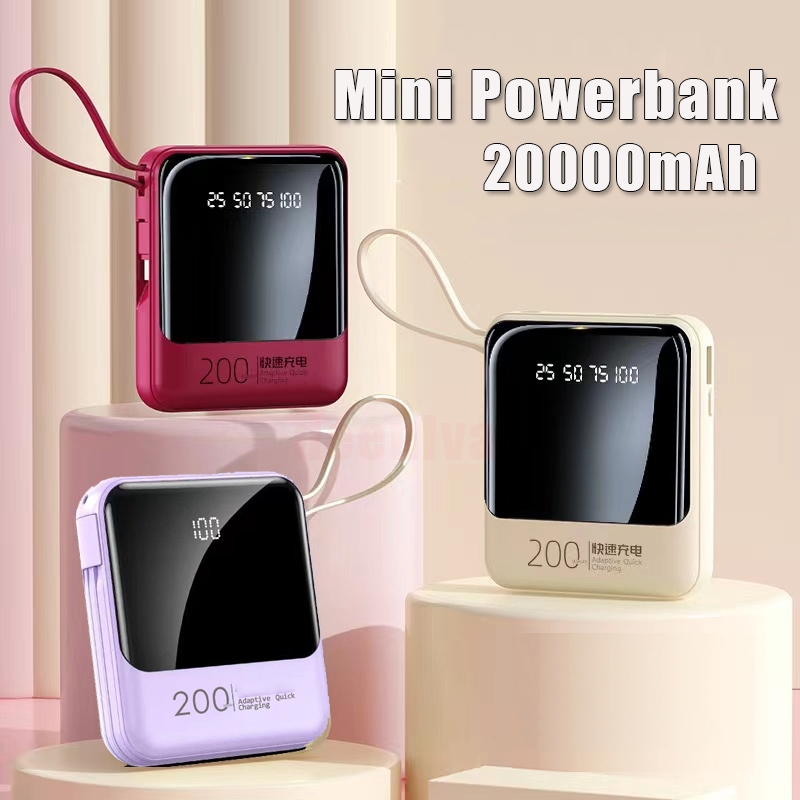 20000mAH Fast Charing Powerbank With 4 Cables Cute Mini Powerbank With ...