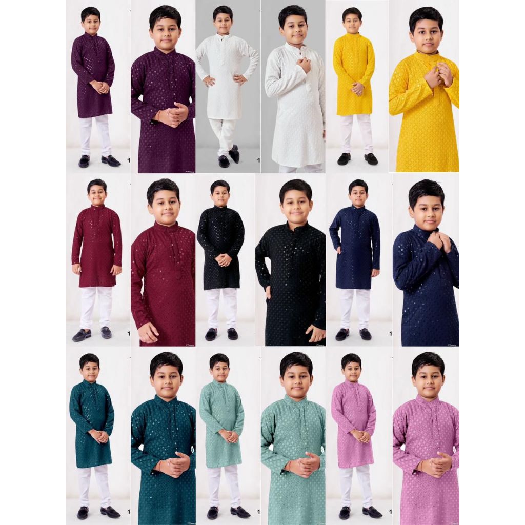 (5Yr To 12Yr) Kids Jippa /Readymade Kids Chikankari Kurta With Pant Set ...