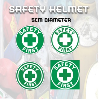 STICKER HELMET SAFETY FIRST 3M PVC WHITE Sticker Diameter 5CM | Shopee ...