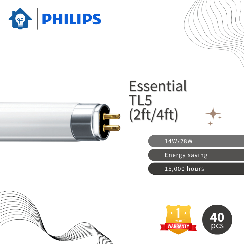 Philips Essential TL5 14W 28W T5 Fluorescent Tube ( 40 pcs ) | Shopee ...