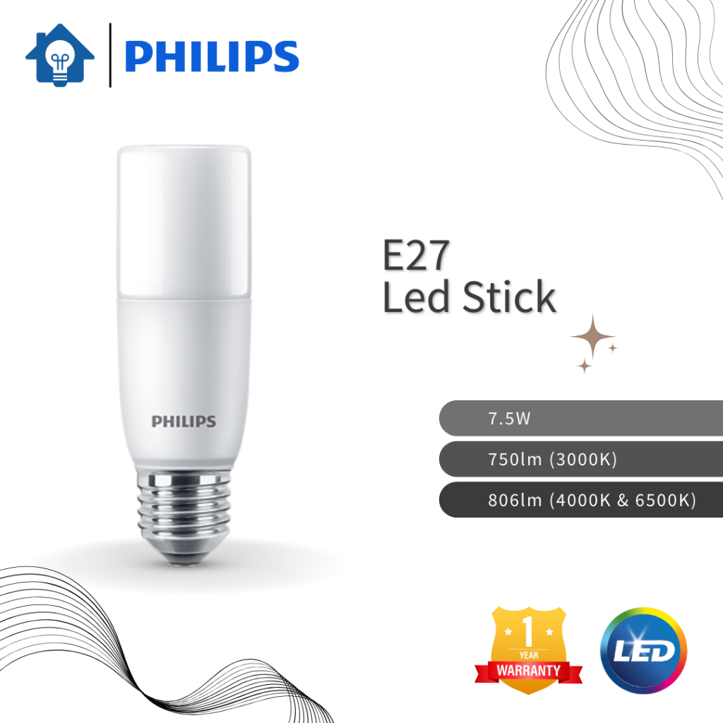 Philips LED 7.5W 9.5W 11W Stick Bulb ( 3000K / 4000K / 6500K ) | Shopee ...