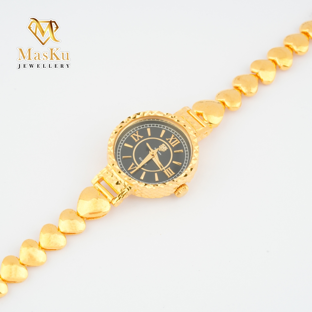 MasKu Jewellery 22K / 916 Jam Tangan Black Plaited Hearts MKJW180043 ...