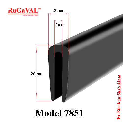 U Shaped Rubber Packing I Size:3mmx8mmx20mmx5mtr(L) I Rubber Strip I ...