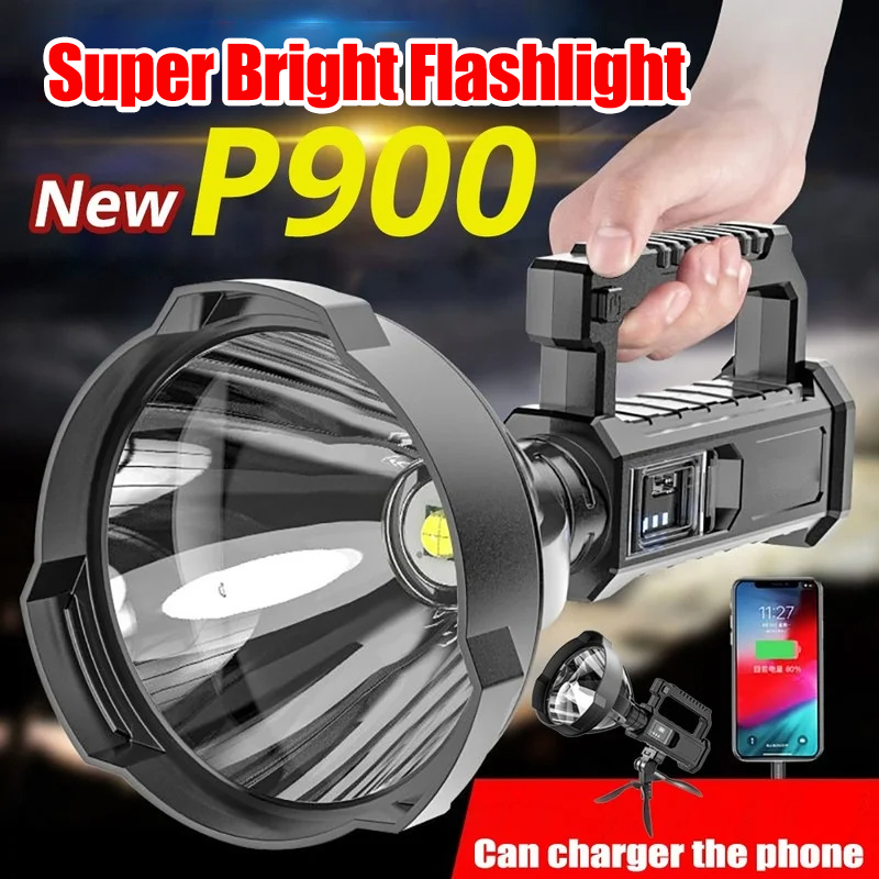 Lampu Suluh Flashlight 100000LM USB Rechargeable Flashlight with Stand ...