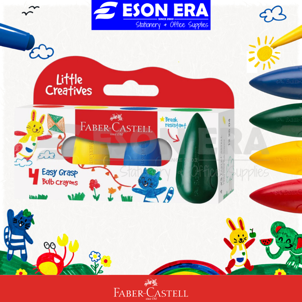 Faber-Castell Crayon 4 Colours Easy Grasp Bulb Crayon Grip Crayon ...
