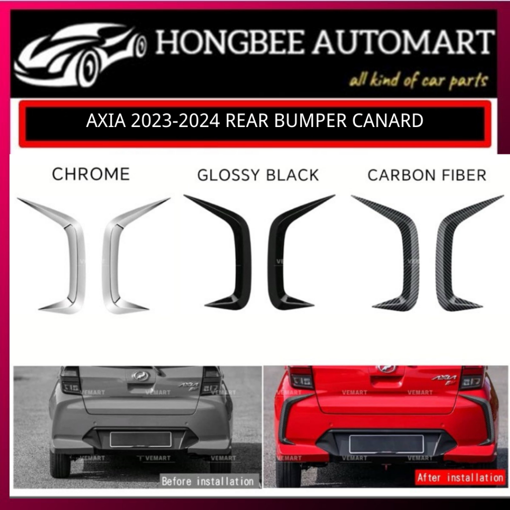 AXIA 2023-2024 (NEW) REAR BUMPER CANARD/ REAR BUMPER COVER 2pcs ABS ...