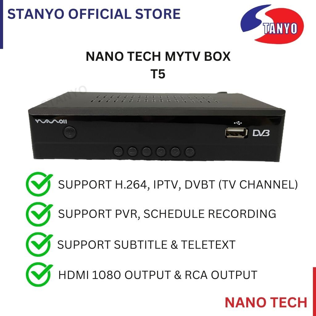 NANO TECH MYTV BOX / TV BOXSET/BOX TV T5MAX FOR TV CHANNEL | Shopee ...