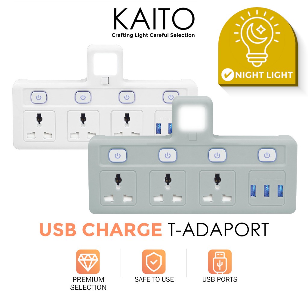T-Adaport Socket Wall Plug Extension Socket Multiple Plug Socket With USB Charging Ports | Sleep ...